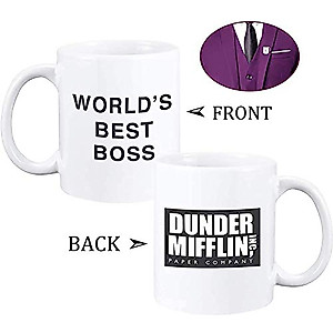 World's Best Boss Mug, The Office Mug Dunder Mifflin 11 oz Ceramic Mug Funny Unique Idea Cup Gift for Office Male Female Bosses Coworkers
