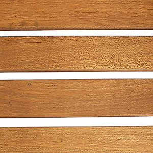 Sunnydaze Meranti Wood Outdoor Bench with Teak Oil Finish and Built-in Pop-Up Table - Comfortable Patio Seating for 2 Adults - Modern Occasional Bench - Decorative Porch Furniture - 60-Inch