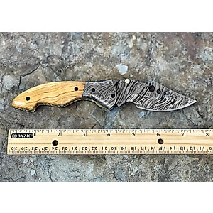 Personalized Engraved Pocket Knife With Wood Handle - 7.5" Handmade Gift Folding Knife For Men With Leather Sheath - Ideal Gift for Any Occasion, Especially as a Birthday or Father's Day Gift