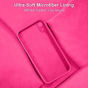 Vooii Compatible with iPhone XR Case, Upgraded Liquid Silicone with [Square Edges] [Camera Protection] [Soft Anti-Scratch Microfiber Lining] Phone Case for iPhone 10 XR 6.1 inch - Hot Pink