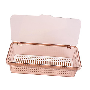 ifundom Flatware Tray Kitchen Drawer Organizer With Lid And Drainer- Kitchen Cutlery Tray and Utensil Storage Container with Cover- Dust- Proof Dinnerware Holder