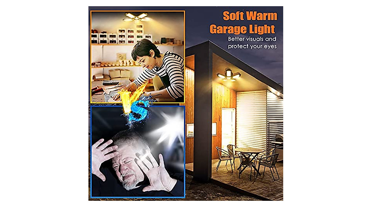 Garage Light Warm 2 Pack 3000K Garage Light Bulb 100W Equiv Garage ...