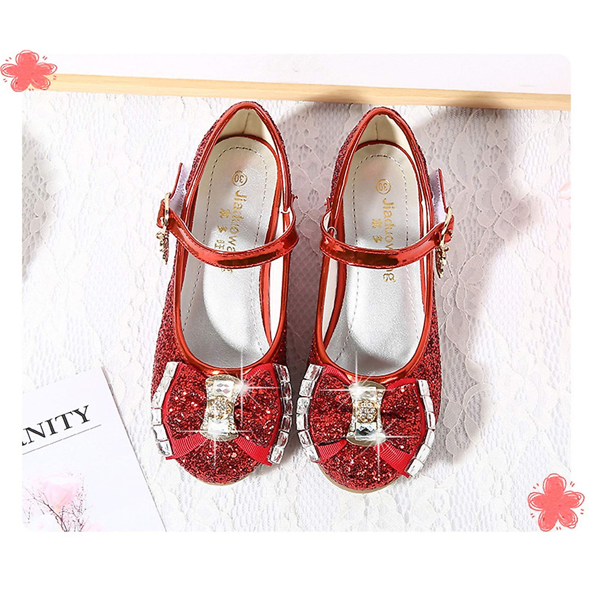 Cadidi Dinos Girl Dress Wedding Party Heel Mary Jane Princess Flower Shoes (Toddler/Little Kid/Big Kid) 1 M US Little Kid