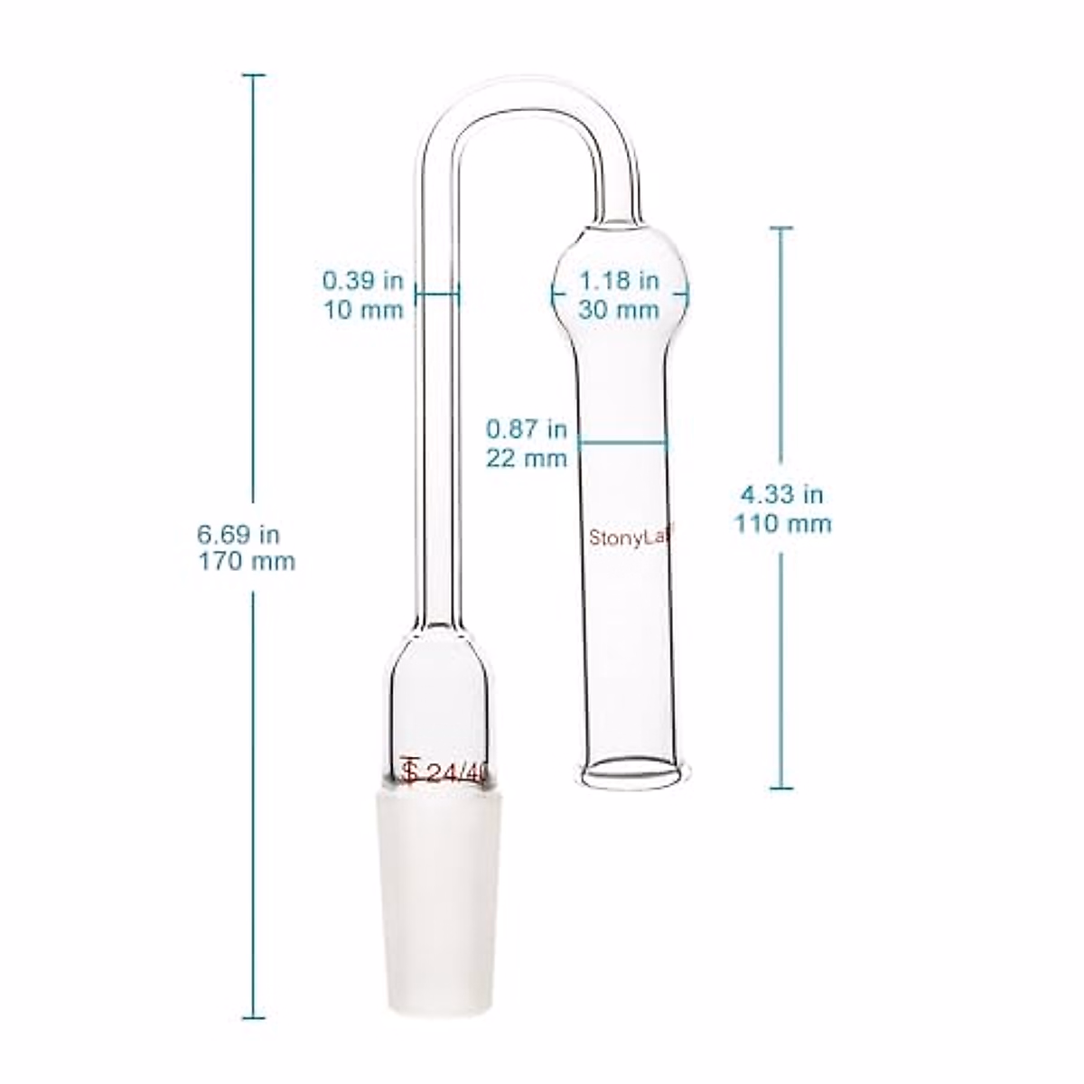 stonylab Glass U-Shaped Drying Tube, Borosilicate Glass 360 Degrees Bent Drying Tube with Inner 24/40 Standard Taper Joint for Organic Synthesis Chemistry Laboratory Lab Supply