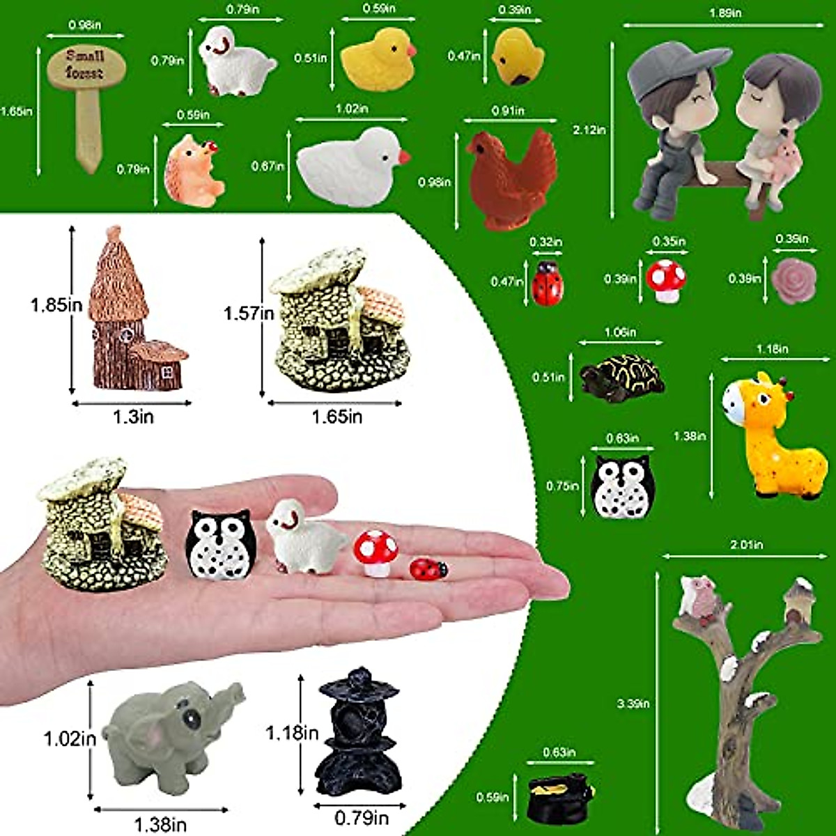 Fairy Garden Accessories, Fairy Garden Kit, 49 Pieces Miniatures for Fairy Garden Animals Kit,Miniature Figurines ,Micro Landscape Ornaments Kit,Garden DIY Kit for Outdoor Home Garden Decoration1