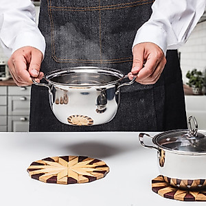 Wooden Trivets for Hot Dishes - 2 pcs Natural Handmade Wood Trivet Mat - Sturdy and Durable 7'' Kitchen Hot Pads - Wooden Trivet Frame for Hot Pots and Pans - Perfect Kitchen Gifts Idea