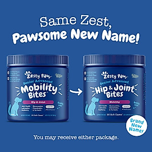 Zesty Paws Mobility Bites Joint Supplement for Dogs - Hip and Joint Chews for Dogs - Glucosamine for Dogs, Chondroitin, & MSM + Vitamins C and E for Dog Joint Relief - Adv Chicken - 90 Count