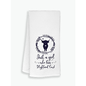 ZJSYXXU Just A Girl Who Loves Cows Kitchen Towels Dishcloths,Country Life Farmhouse Animal Highland Cow Dish Towels Tea Towels Hand Towels for Kitchen,Gifts for Cow Lovers Farm Girls Women