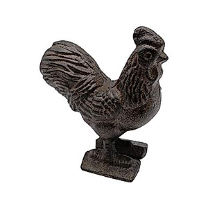 Comfy Hour 3.15" Cast Iron Rooster Figurine, Indoor & Outdoor Garden Decor, Brown, Antique & Vintage Collection
