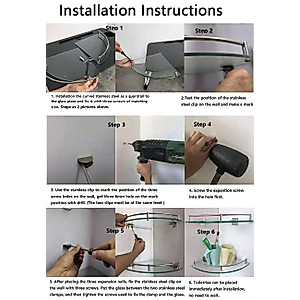 Halyuhn Bathroom Shower Corner Shelf, 9.5in Tempered Glass Bathroom Shelf for Bathroom Corner Shower Wall Mounted, 2 Tier Bathroom Organizers and Storage, Stainless Steel Rail