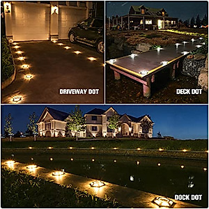 VOLISUN Solar Dock Lights - 8-Pack Waterproof Outdoor LED Aluminum Dock Lighting Warning Step Lights for Driveway (White + White Warm, 2 Colors in 1)