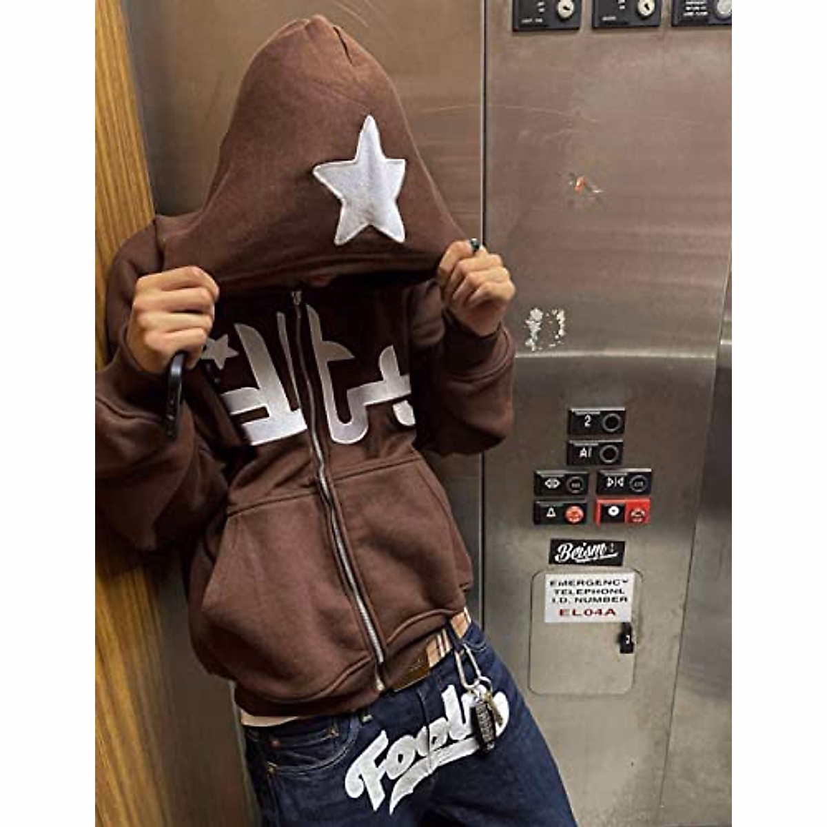 FantasyGears Y2K Full Zip Up Hoodie Women Men Vintage Goth Emo Jacket Grunge Oversized Clothes Sweatshirts Streetwear