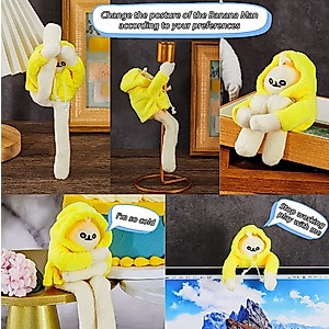NatureMan 14 Inch Banana Doll Man Plush Banana Toy with Magnet Funny Changeable Plush Pillow Toy Man Doll Decompression Toy for Boys Girls Birthday Gifts