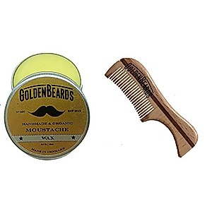 Moustache Wax and Comb an ECO WOOD Comb. Get the BEST Moustache Wax KIT with a 2.9 inch Comb at BEST Price, another LEVEL ordering these Natural products!