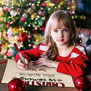 HBlife Canvas Santa Sack, 19.7 X 27.6 Inch Large Santa Bags for Gifts, Personalized Christmas Sacks for Presents with Drawstring, Style 3