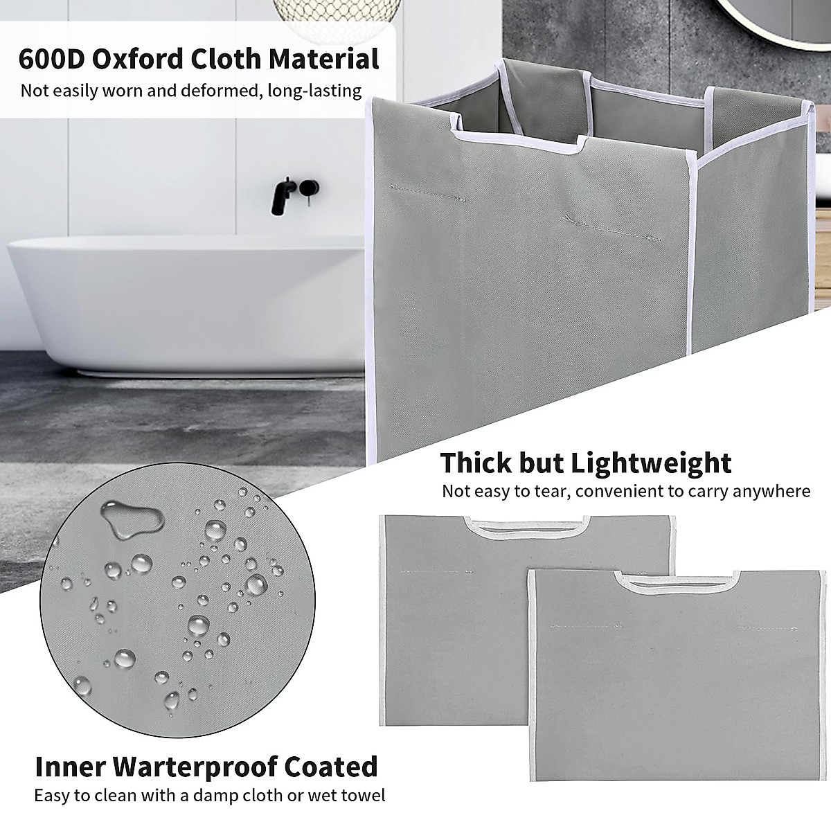 3 Bag Laundry Sorter Replacement Bags, Augot Large Hamper Cart Removable Replacement Bags with 6Pcs Carry Handle, Laundry Organizer Storage Replacement Bags 21“H×15“L×9”W （No Hangers ）