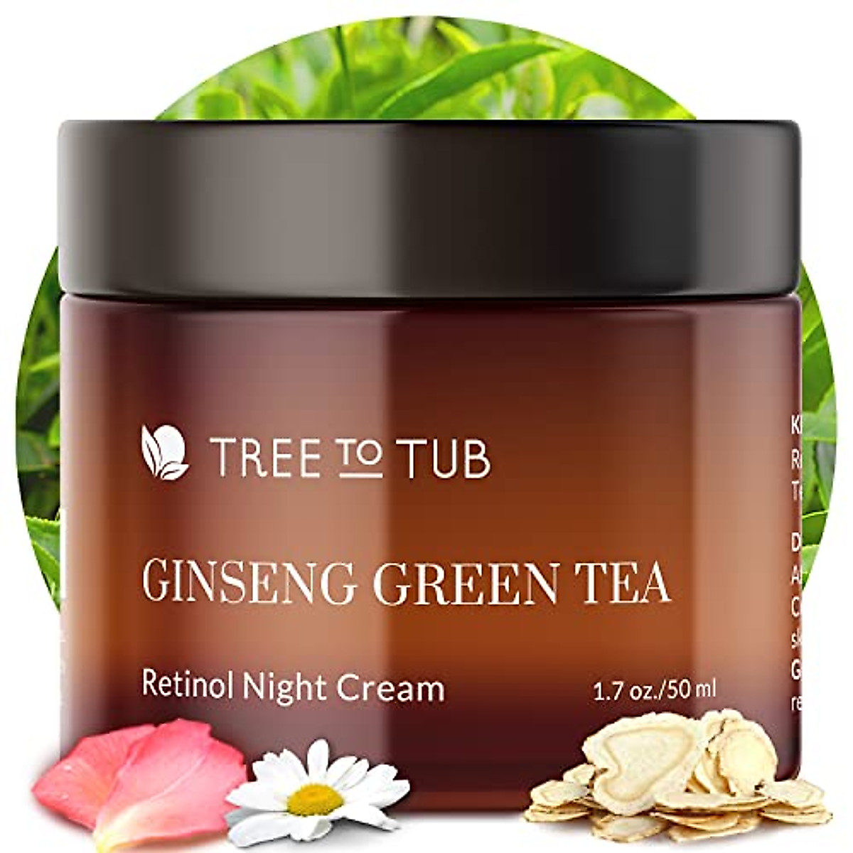 Tree To Tub Retinol Anti Aging Face Moisturizer for Dry & Sensitive Skin - Anti Wrinkle Hyaluronic Acid Facial Moisturizer, Vitamin A & E Night Cream for Women & Men w/Organic Aloe, Natural Ginseng