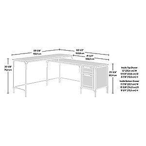 Sauder Coral Cape L-Desk, L: 60.55" x W: 59.09" x H: 30.08", Sindoori Mango Finish