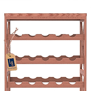 Rustic Wine Rack-Space Saving Free Standing Wine Bottle Holder for Kitchen, Bar, Dining or Living Rooms- Classic Storage Shelf by Lavish Home,Brown 10 x 21.25 x 34 inches