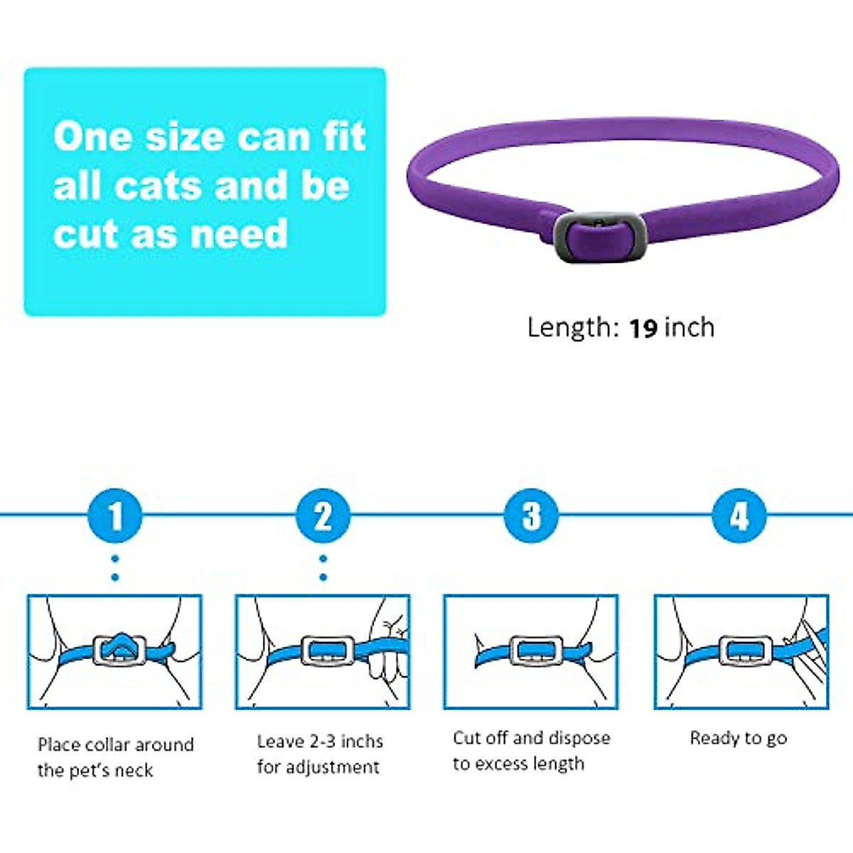 Pets4Luv Calming Collar for Cats - Pheromone Calm Collars, Anxiety Relief Fits Small Medium and Large Cat - New Version - Adjustable and Waterproof with 100% Natural 2 Pack