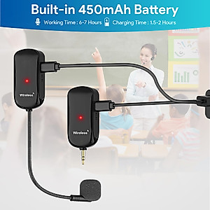 1Mii Wireless Headset Microphone, 165FT Range, 1/4'' & 1/8'' Plug, 7 Hours Long Battery Life, Wireless Headset Mic & Handheld Mic 2 in 1, for Amplifier, Mic Speakers, PA System, Teaching