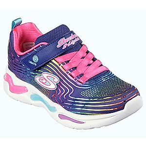 Skechers Kids Wavy Beams Sneaker, Navy/Multi, 2 US Unisex Little Kid