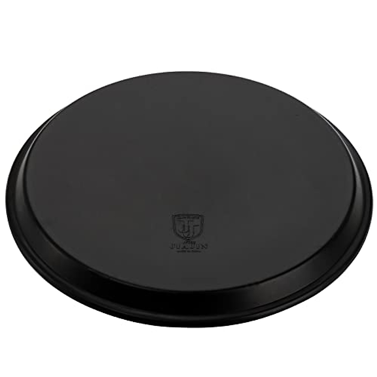 Hacaroa 4 Pack Round Restaurant Serving Trays, 12 Inch Plastic Food Service Trays Non-Skid Food Platter for Cafeteria, Bar, Coffee Shop, Hotel, Tailed Lines, Black