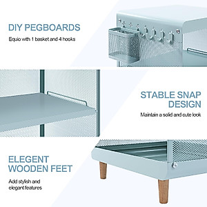 SYKIARIOL Cute Bedside Nightstand Table, Girls Metal Side Table, Kid End Table with Storage for Living Room Bedroom Kid's Room Dorm Office (Classic Mint Green)