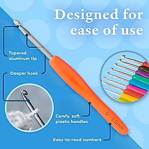 BeCraftee Crochet Hooks Kit - 12 Piece Set Extra-Long Crocheting Needles with Soft, Ergonomic Rubber Grips and 12 Hook Sizes - Knitting & Crochet Supplies for Beginners, Comfortable/Easy to Use