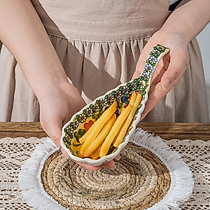 ALMA Hand Painted Blue Spoon Rest For Stove Top in Polish Pottery Style,Handmade Durable Spoon/Ladle Holder, Elegant Side dishes,Dip Bowls For Kitchen Counter, Microwave Oven safe up to 480 F