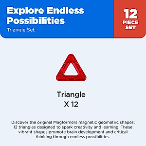 MAGFORMERS Triangle 12 Pieces Rainbow Colors, Educational Magnetic Geometric Shapes Tiles Building STEM Toy Set Ages 3+