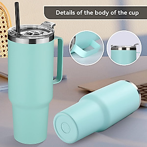 HASLE OUTFITTERS 40 oz Stainless Steel Tumbler with Handle, Vacuum Insulated Tumblers Bulk, Reusable Double Wall Travel Coffee Mug, Durable Powder Coated Water Bottle(Mint Green, 1)