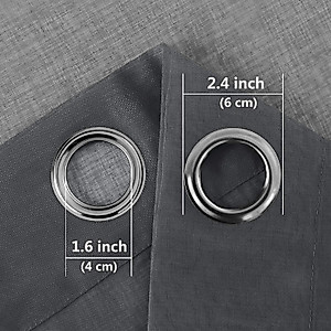 DWCN Dark Grey Sheer Curtains for Living Room Bedroom - Faux Linen Look Voile Drapes Grommet Top Window Curtain Panel 52 x 63 Inch Length, Set of 2 Panels