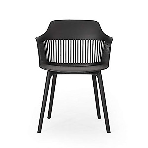 Christopher Knight Home Requeta Outdoor Dining Sets, Black + Teak