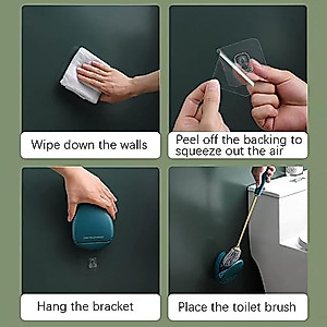 SAAKO Silicone Toilet Bowl Brush Lightweight Wall Mount Toilet Brush and Holder Set Toilet Cleaner Brush Bathroom Deep Clean