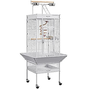 Topeakmart 61-inch Wrought Iron Selection Play Top Large Parrot Bird Cage, White