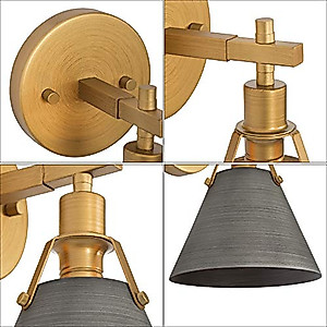 KSANA Gold Wall Sconces Lighting Fixture, Modern Vintage Wall Mounted Lamp 1-Light for Bedroom, Bathroom, Living Room, Antique Brass and Black Silver Finish