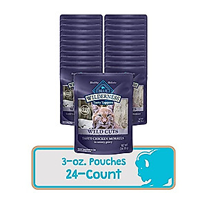 Blue Buffalo Wilderness High Protein Grain Free, Natural Wild Cuts Adult Wet Cat Food Pouch, Chicken 3-oz pouches (Pack of 24)