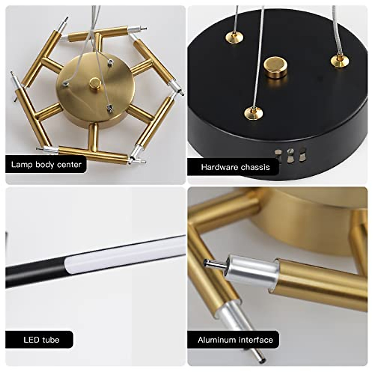 Modern Sputnik Chandeliers LED Chandelier Ceiling Light Black and Gold Chandelier Easy to Install Embedded Pendant Lights New Art Hanging Lamps for Dining Room,Kitchen,Bedroom,Living Room (12 Heads )
