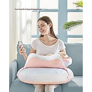 WYXunPlanet Breastfeeding Pillows for Babies,Feeding Pillow, Breastfeeding Nursing Pillows, Baby Nursing Pillows and backrests, Can Change The Baby's Feeding Position(Pink)