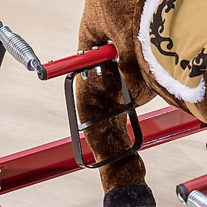 Qaba Kids Spring Rocking Horse, Ride on Horse for Girls and Boys with Animal Sounds, Plush Horse Ride-on with Soft Feel, Interactive Toy for Kids