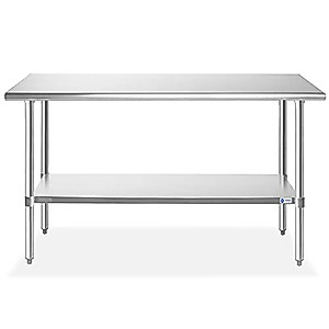 GRIDMANN Stainless Steel Work Table 60 x 24 Inches, NSF Commercial Kitchen Prep Table with Under Shelf for Restaurant and Home