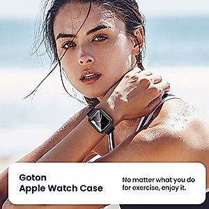 [2 in 1] Goton Waterproof Case for Apple Watch Series 6 5 4 SE SE2 44mm, 360° Protective Hard PC Front & Back Bumper with HD Tempered Glass Screen Protector for iWatch Cover Accessories Women Men