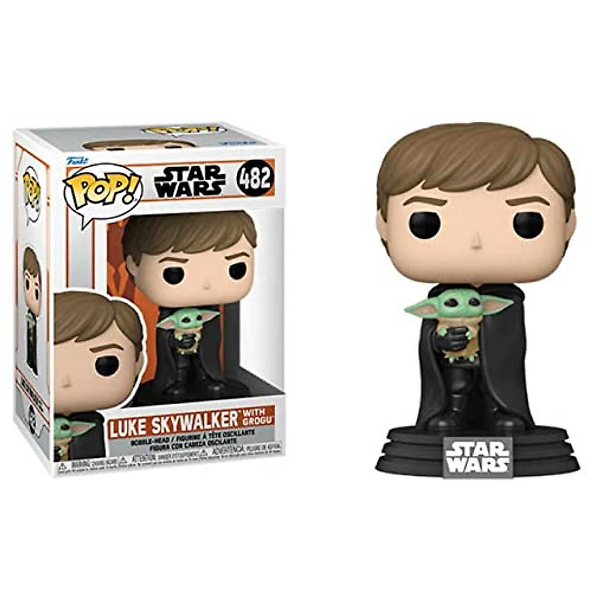 POP Star Wars: The Mandalorian - Luke Skywalker with Grogu Funko Vinyl Figure (Bundled with Compatible Box Protector Case), Multicolor, 3.75 inches