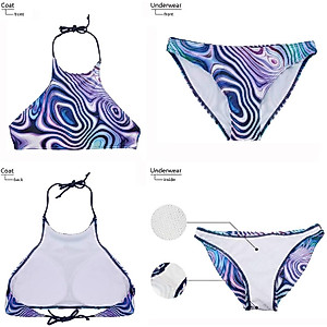 KEIAHUAN Couple Swimwear Matching Set His and Hers Matching Swimsuit Abstract Hippie Flower Design Women 2 Piece Bikini Set Halter Tank Top High Waisted Underwear-XL