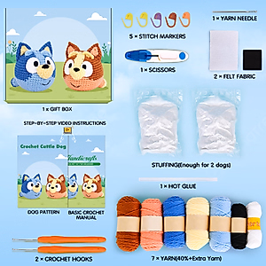 MHJJYGY Crochet Kit for Beginners, Learn to Crochet with Step-by-Step Video Tutorials, Crochet Starter Knitting Kit Set for Adults Kids