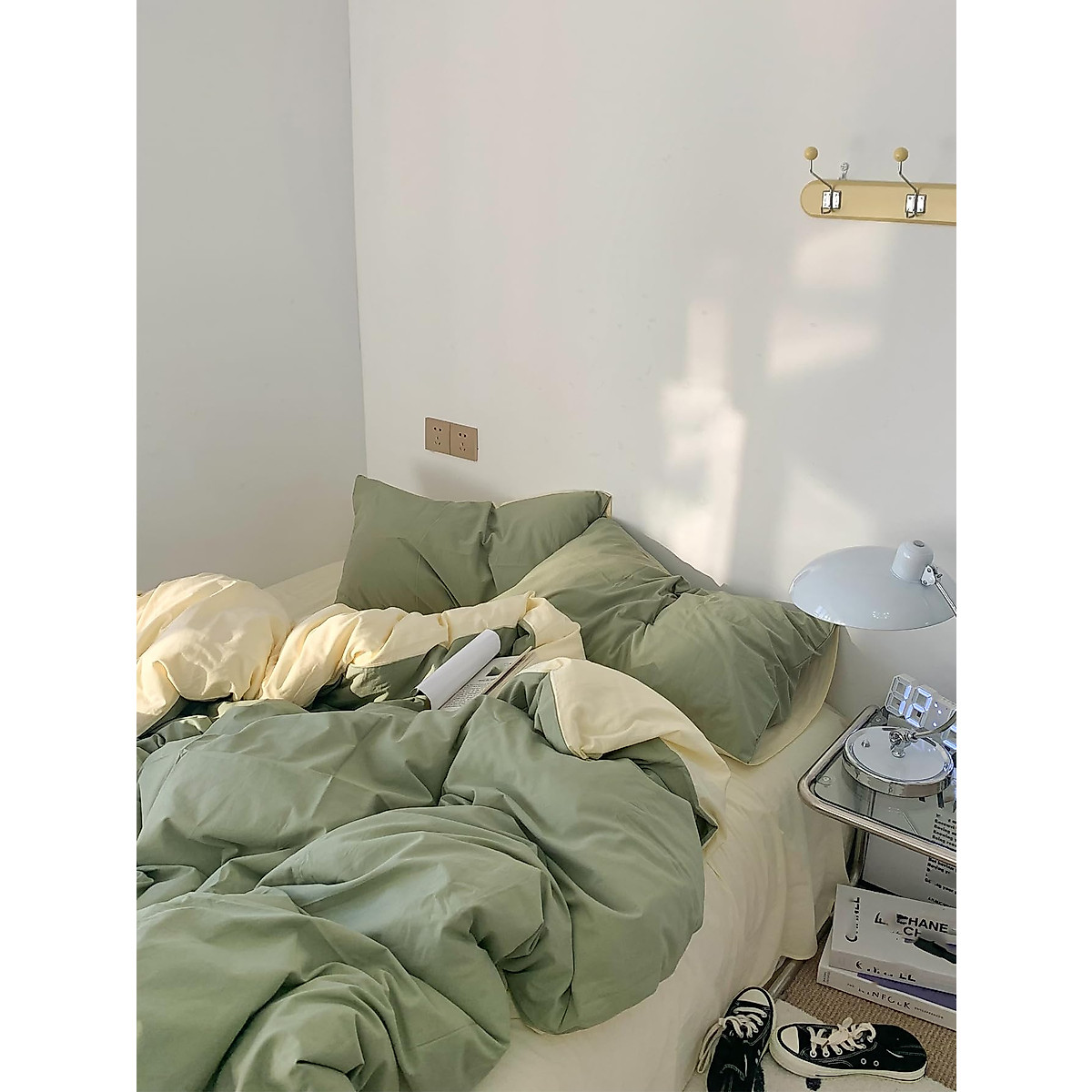 QWINEE 3Pcs Two Tone Duvet Cover Set,Soft King Queen Twin Size Bedding Duvet Covers Set Include 1 Duvet Cover with Zipper Closure & 2 Pillow Case,Comforter Not Included Multicolor A Full