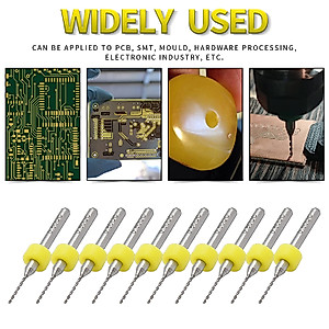 Luomorgo 10 Pcs 1/8" Shank PCB Drill Bits Carbide Tungsten Steel, 0.8mm PCB Print Circuit Board Mini Drill Bit Set for PCB Jewelry CNC Engraving, Yellow