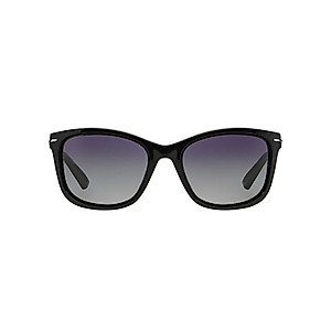 Oakley Women's OO9232 Drop Rectangular Sunglasses, Polished Black/Grey Gradient Polarized, 58 mm