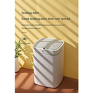 KAMILLEE Sensor Trash Can Automatic Trash Can Garbage Can 4.7 Gallon Metal Touchless Automatic Pearl White Waste Bin for Office Bathroom